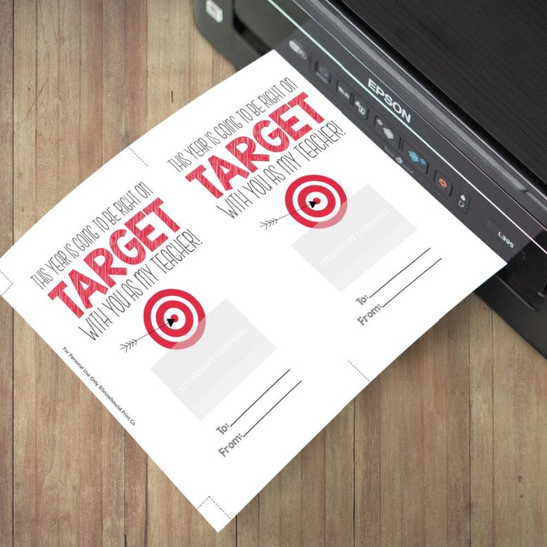 Printable Teacher Gift, Right on Target, Gift Card Holder, Thank You ...