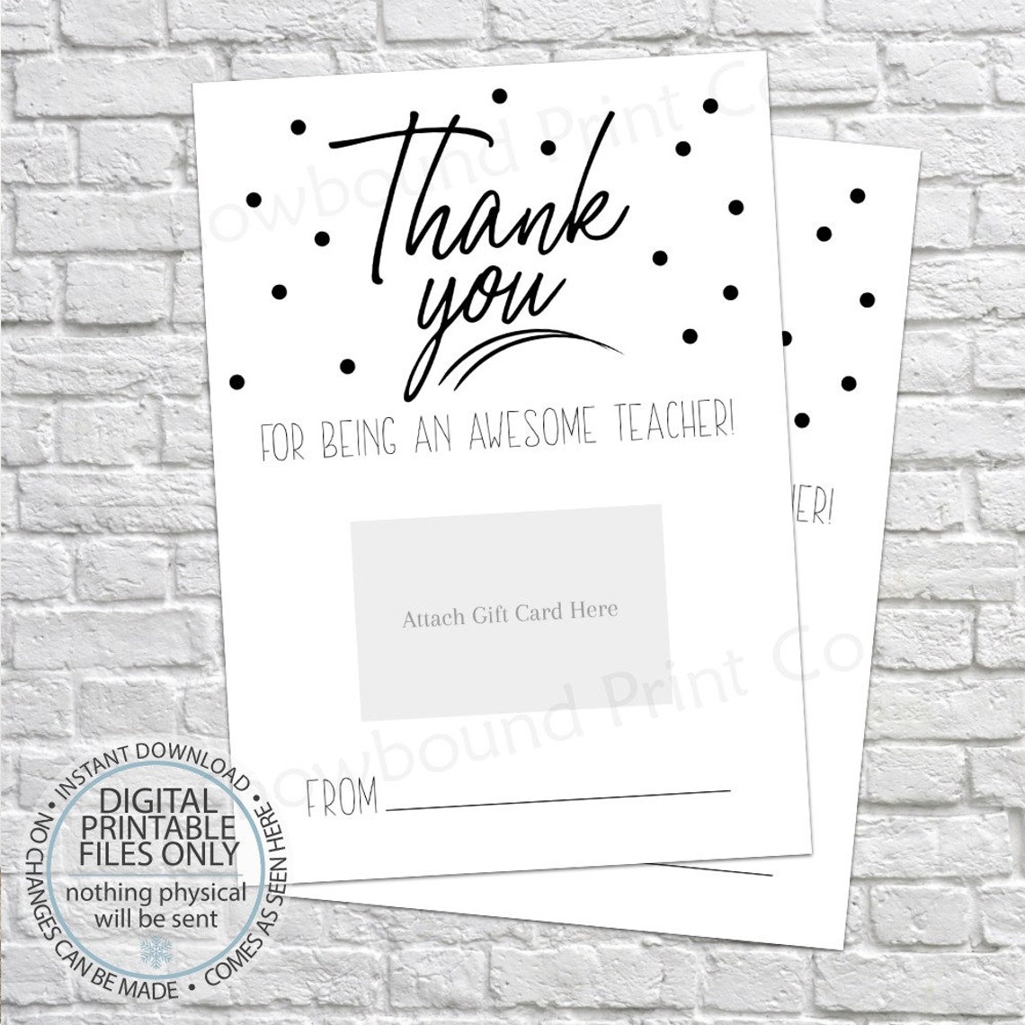 Thank You for Being an Awesome Teacher Gift Card Holder Thank | Etsy