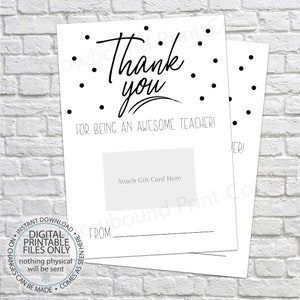 Thank You for Being an Awesome Teacher Gift Card Holder, Thank You Gift ...