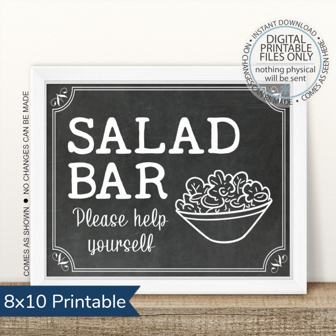 Printable Salad Bar Sign, Printable Salad Table Sign, Salad Station ...