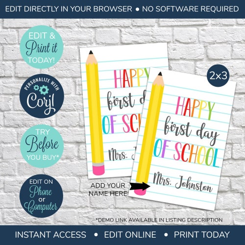 EDITABLE Back to School Teacher Gift Tag Thank You Favor Tag - Etsy