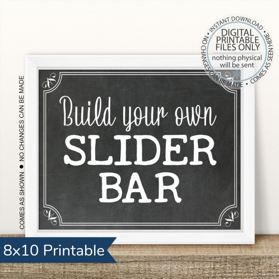 Printable Slider Bar Sign, Printable Burger Table Sign, Sliders Sign ...