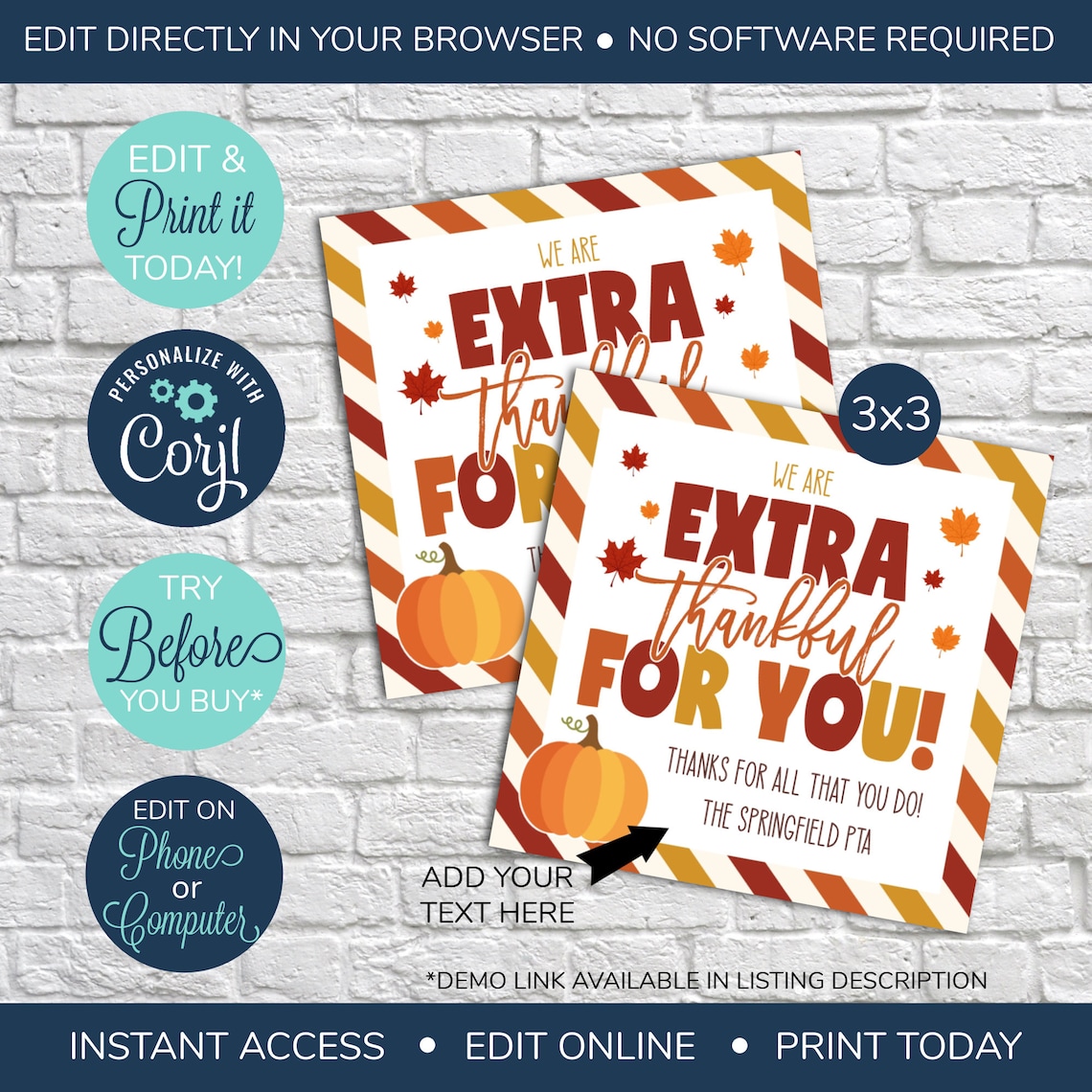 EDITABLE We Are Extra Thankful for You Tag Extra Gum Gift - Etsy