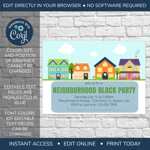 EDITABLE Neighborhood Party Invitation, Neighborhood Open House ...