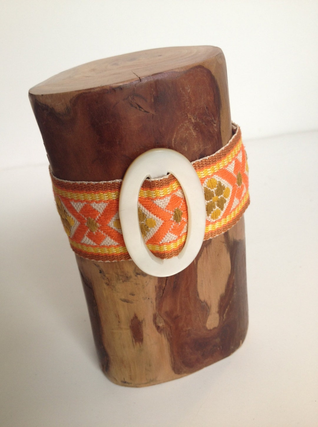 Vintage Orange Cream & Gold Aztec Trim Cuff Bracelet With - Etsy