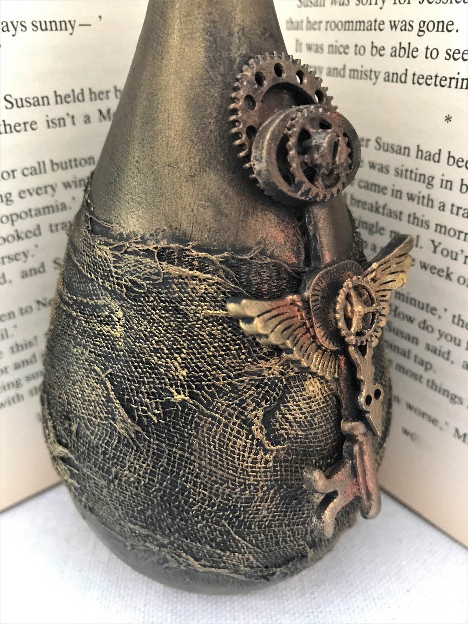 Steampunk Vase, Altered Vase, Altered Jar, Steampunk Decor, Altered Art ...