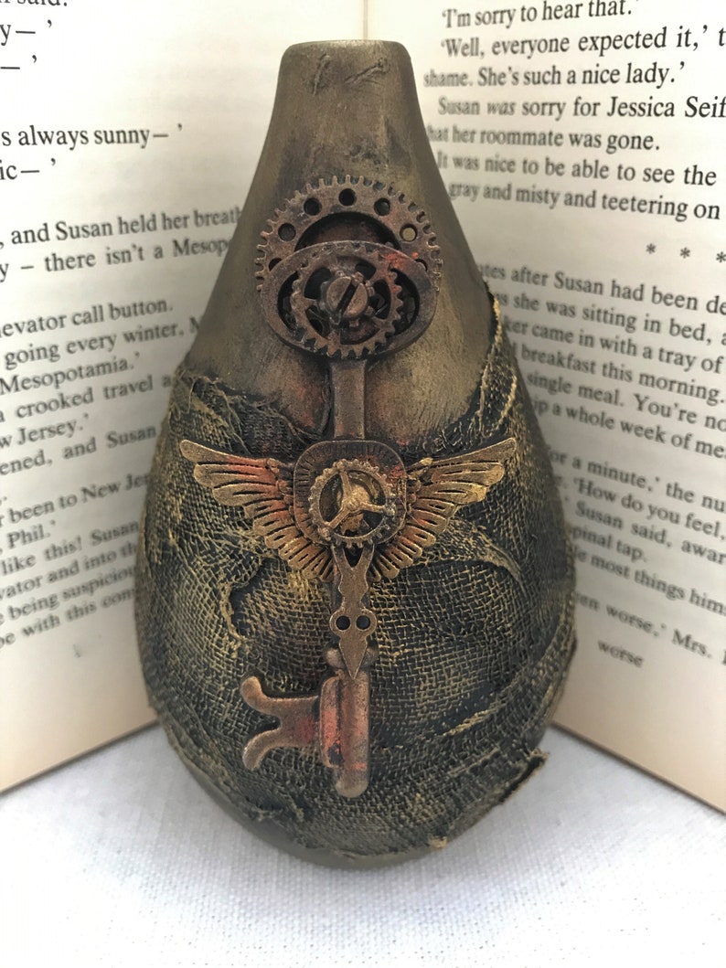 Steampunk Vase, Altered Vase, Altered Jar, Steampunk Decor, Altered Art ...