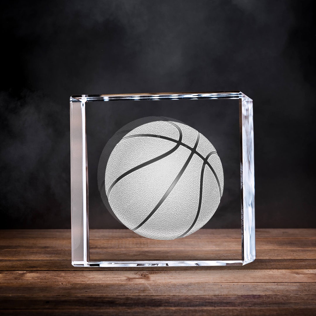 Personalized 3D Basketball Crystal Cube, LED Night Light, Sports Gift ...