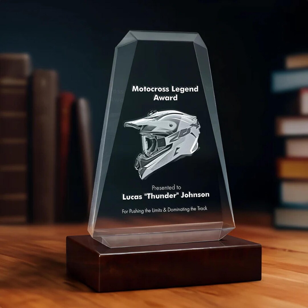 Custom 3D Crystal Award, Motocross Trophy, Dirt Bike Award, Laser ...