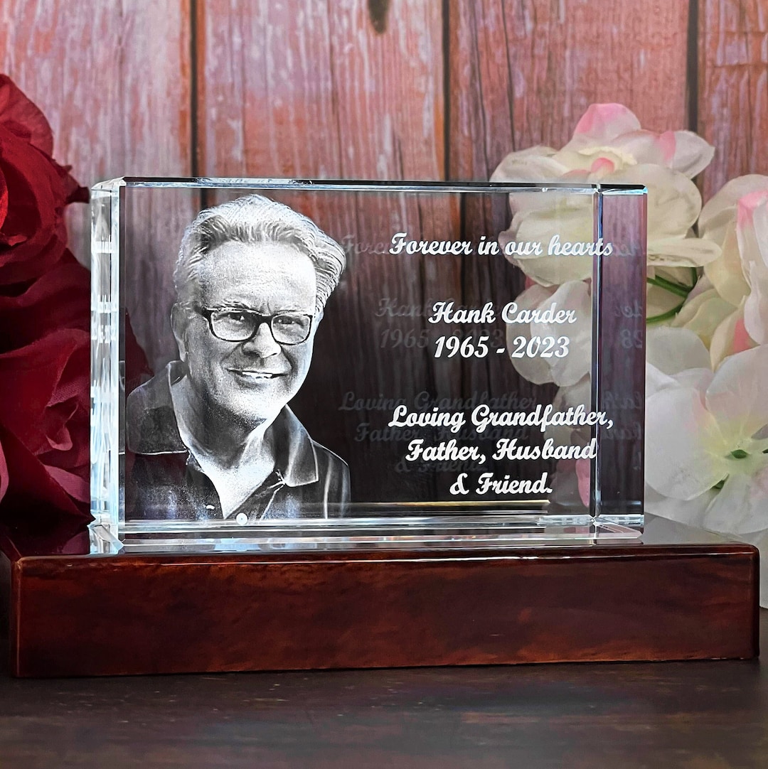 Personalized Memorial Plaque, Custom Handmade Gift, Picture in Glass ...