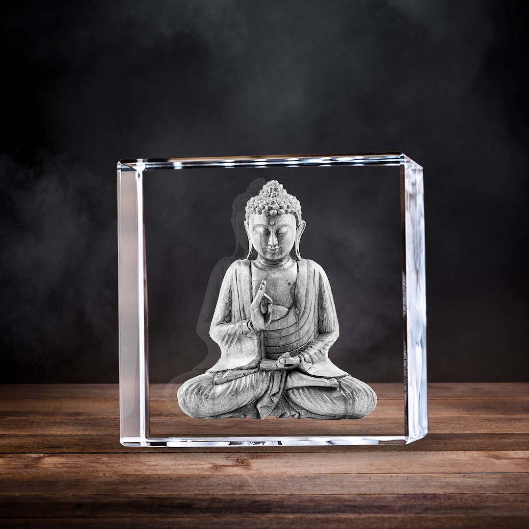 Custom 3D Buddha Crystal Portrait, Laser Etched Buddhism Decor - Etsy
