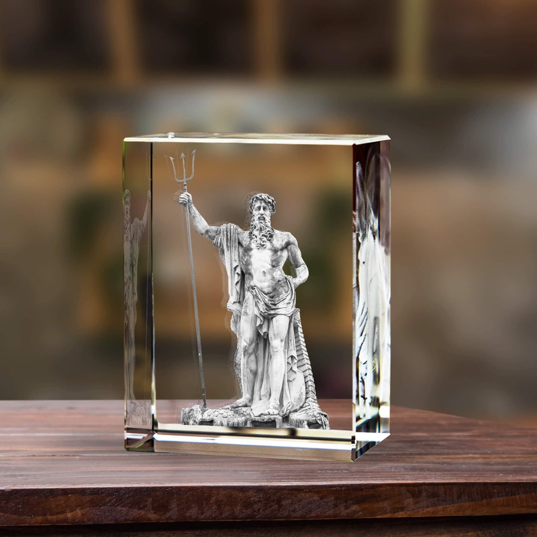 Poseidon Art, Greek Mythology, Engraved Glass, Laser Etched Picture ...