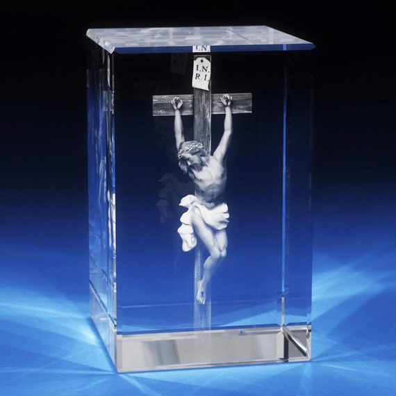 Christian Cross 3D Photo Crystal Religious Gift Engraved - Etsy