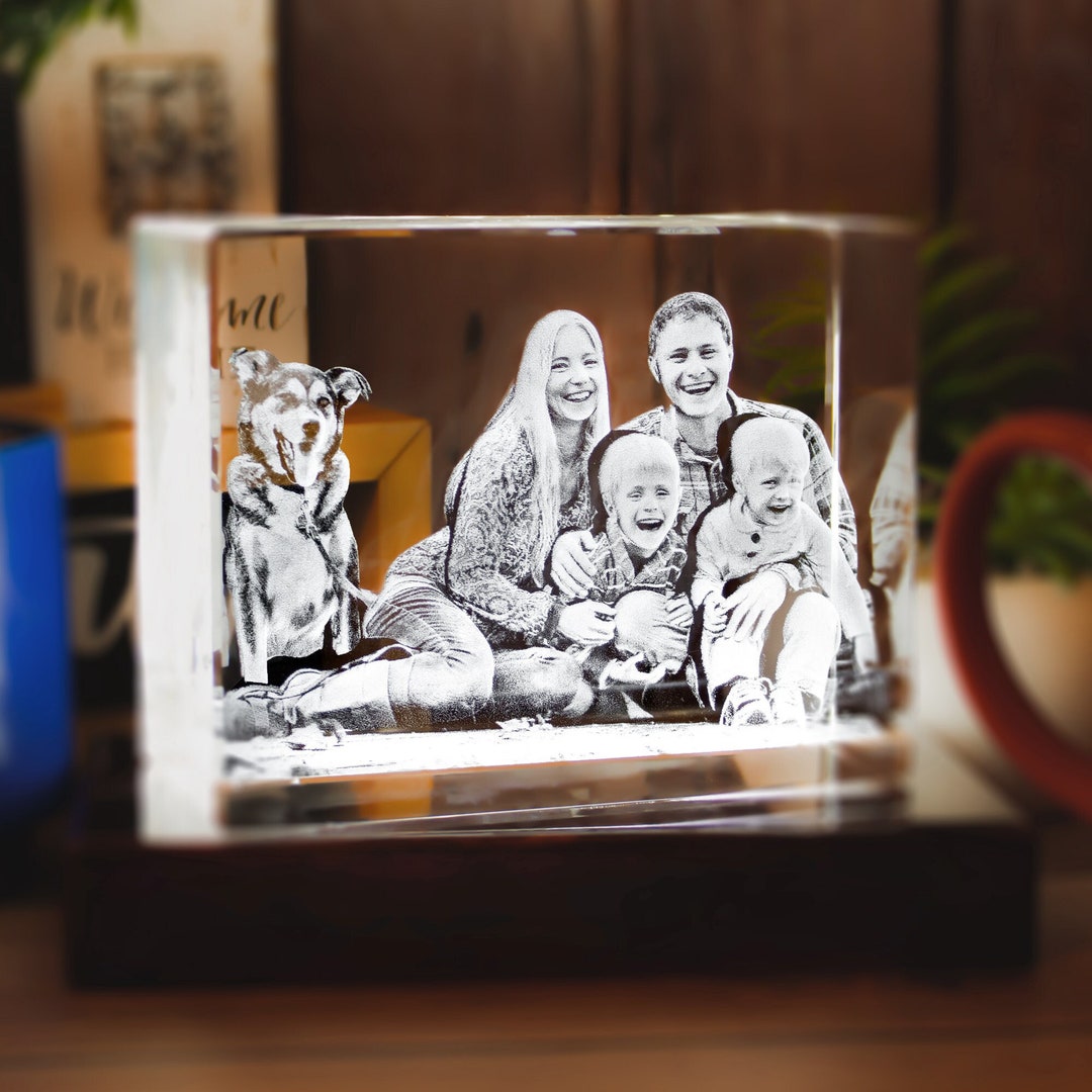 Personalized Laser Etched Crystal, Custom Family Portrait, Tabletop ...