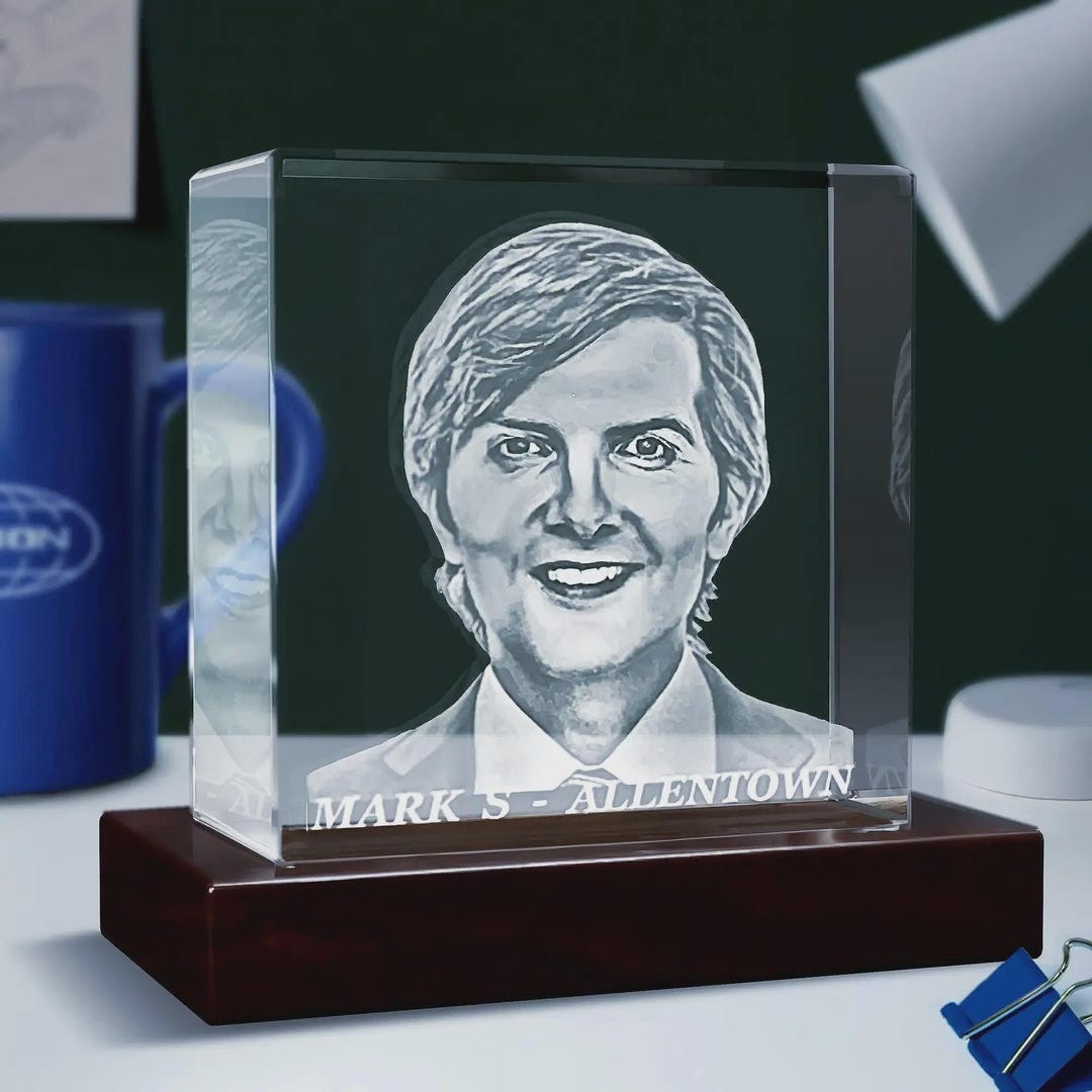 Custom Photo Crystal Cube, Severance Fan Art, Personalized Desk Decor ...