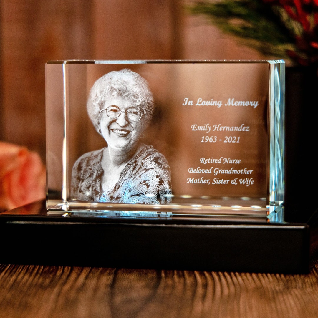 Custom Memorial Glass, 4K HD Laser Etched, Sympathy & Mourning, Loved ...