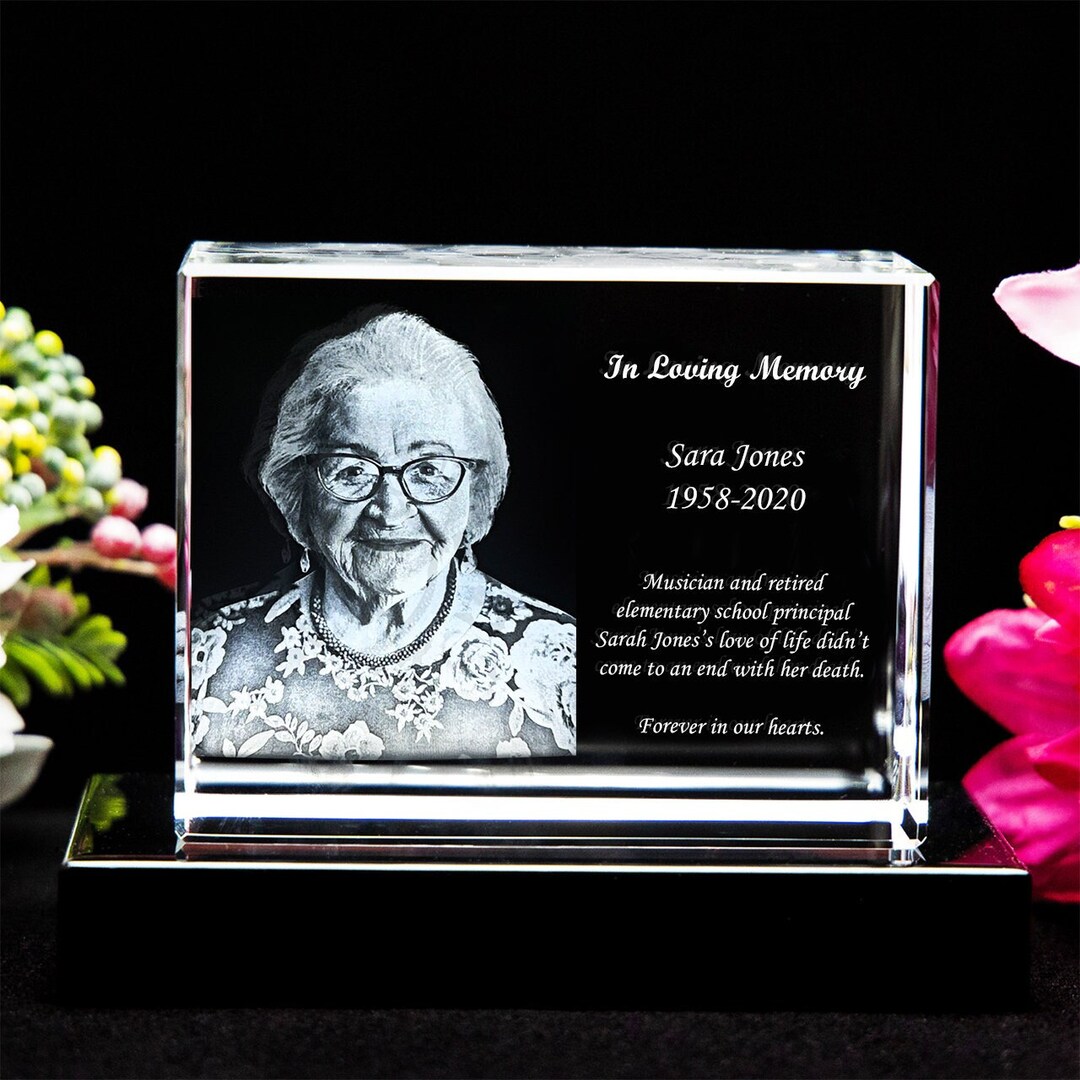Personalized Memorial Plaque, Laser Etched Glass, Celebration of Life ...