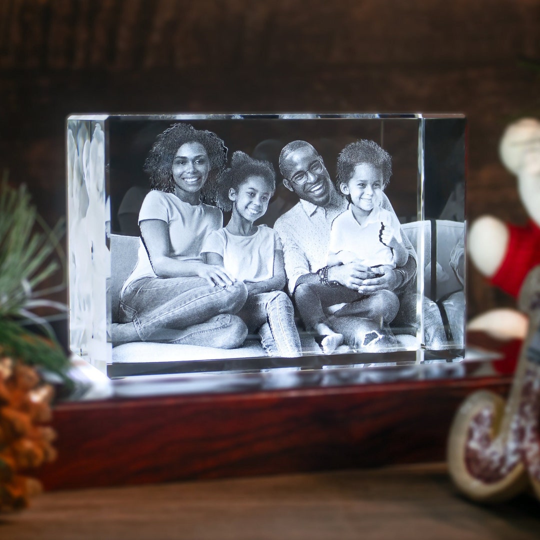Personalized Family Photo Portrait, Laser Etched Glass, Gift for ...