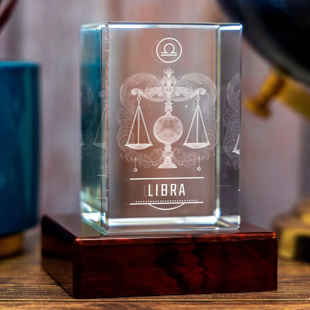 Libra 3D Photo Crystal, Custom Engraved Picture, Laser Etched Print ...