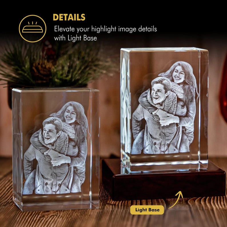 Personalized 3D Photo Crystal, Portrait From Photo, Birthday Gift for ...