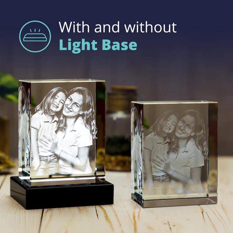Medium Wood LED Light Base | for 3D Crystal Photo Display - Etsy