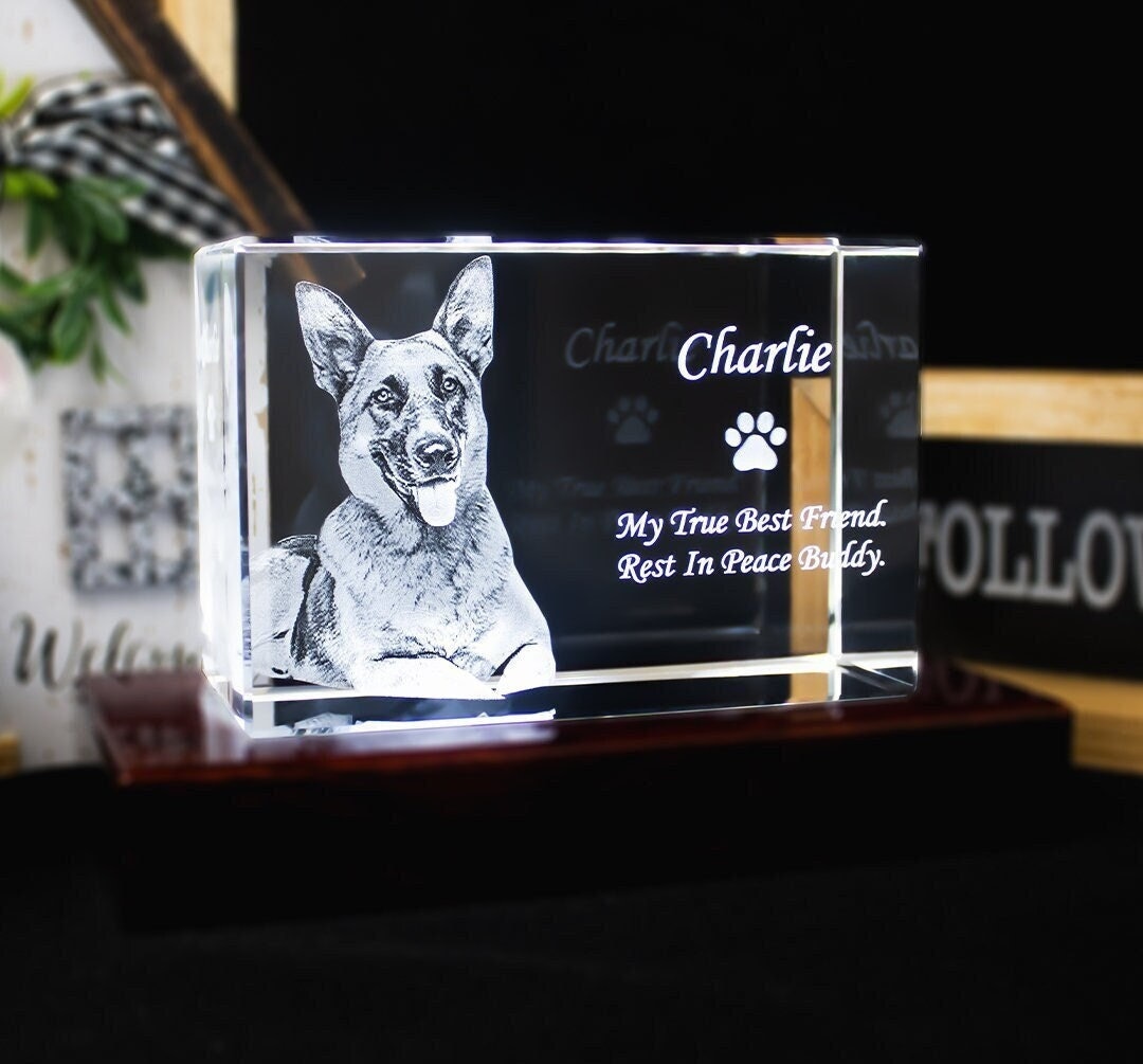 Personalized Dog Memorial, Pet Sympathy Gifts, Laser Etched Glass, Custom Memorial Stone, Gifts ...