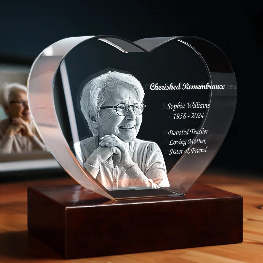 Personalized 3D Photo Memorial Crystal, Remembrance Gift - Etsy