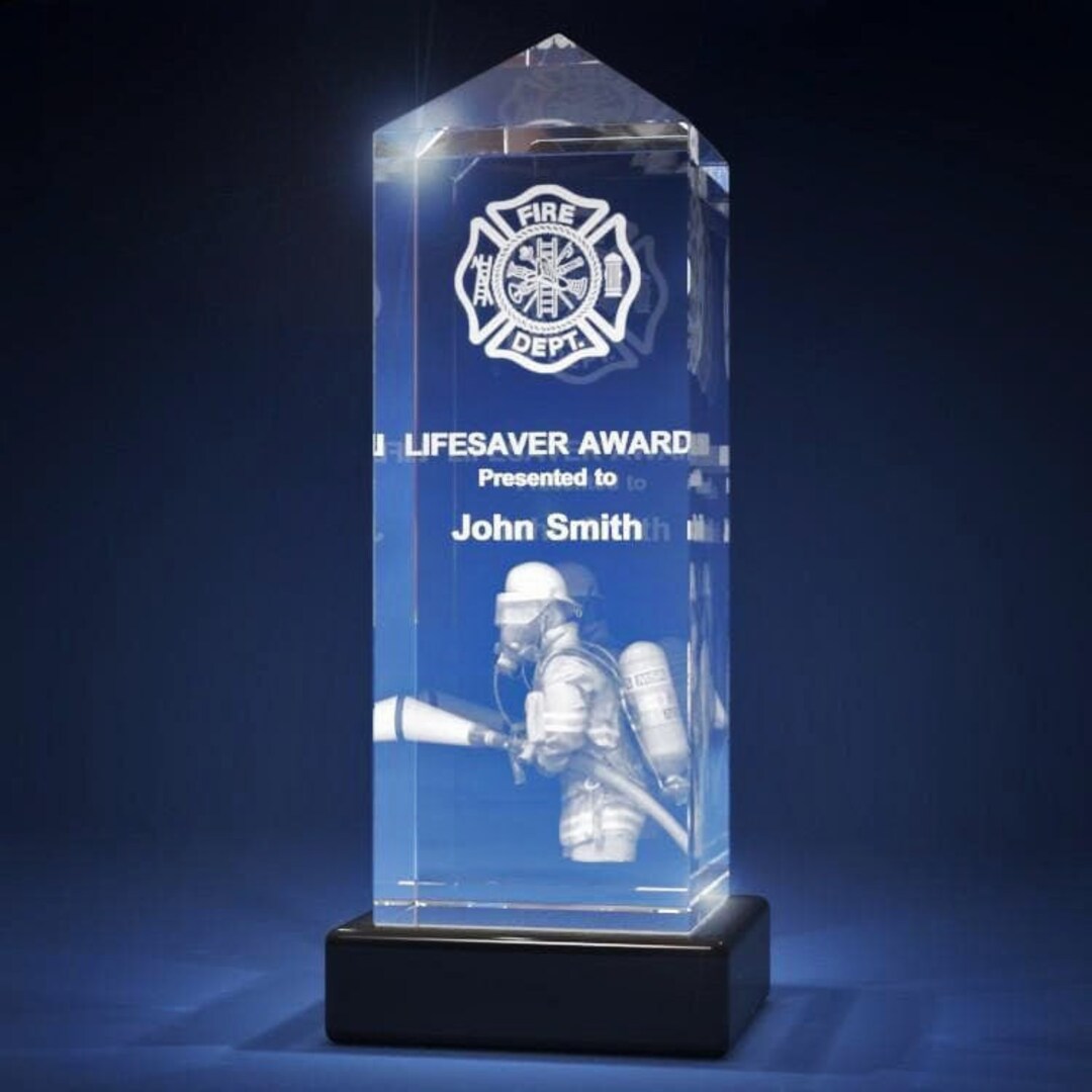 Firefighter Engraved Art, Policeman Award, Personal Award Gifts, Family ...