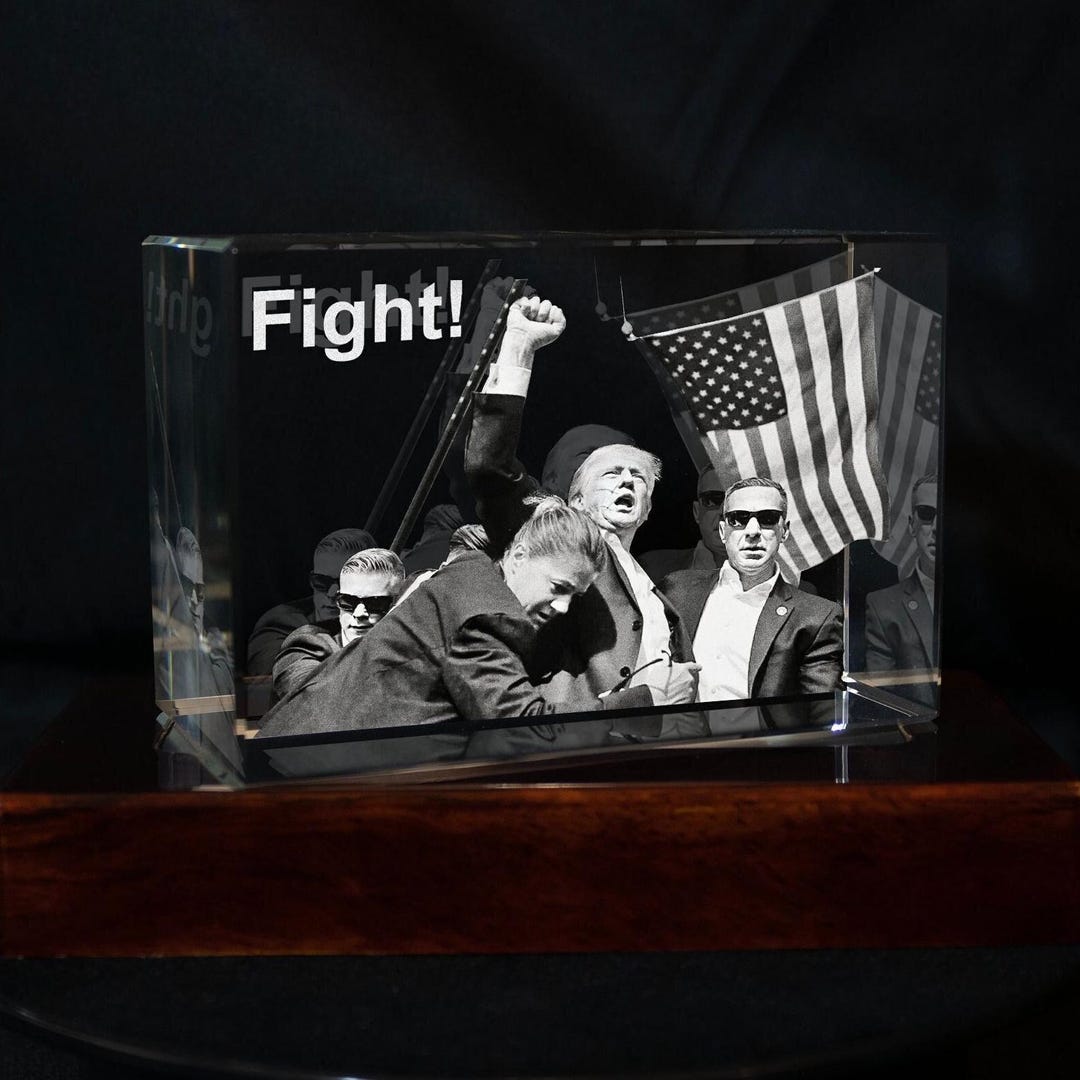 Donald Trump Glass Portrait, Fight!, President of USA, Trump 2024 ...