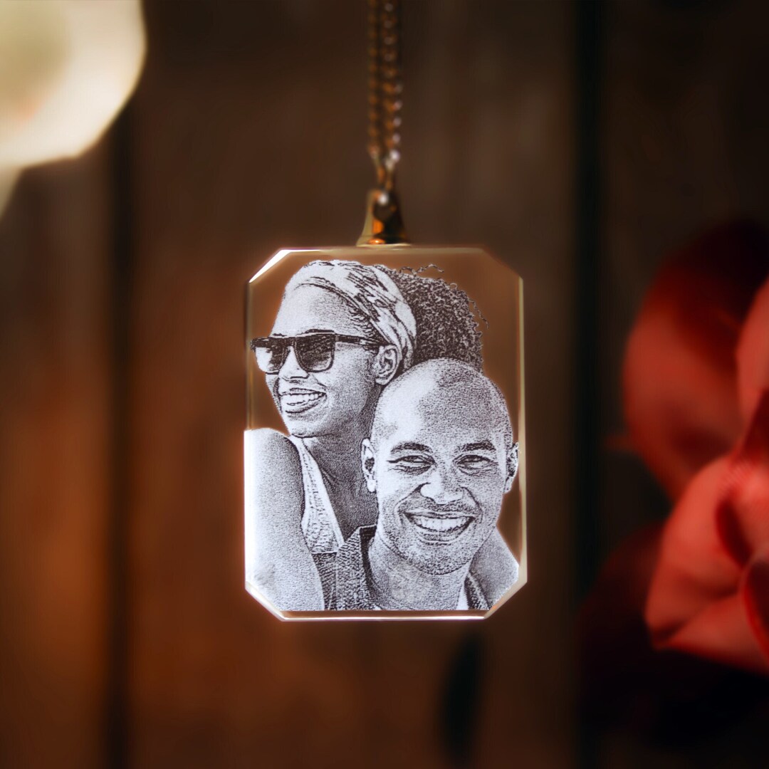 Personalized Photo Crystal Necklace, Handmade Pendant, Seasonal Jewelry ...