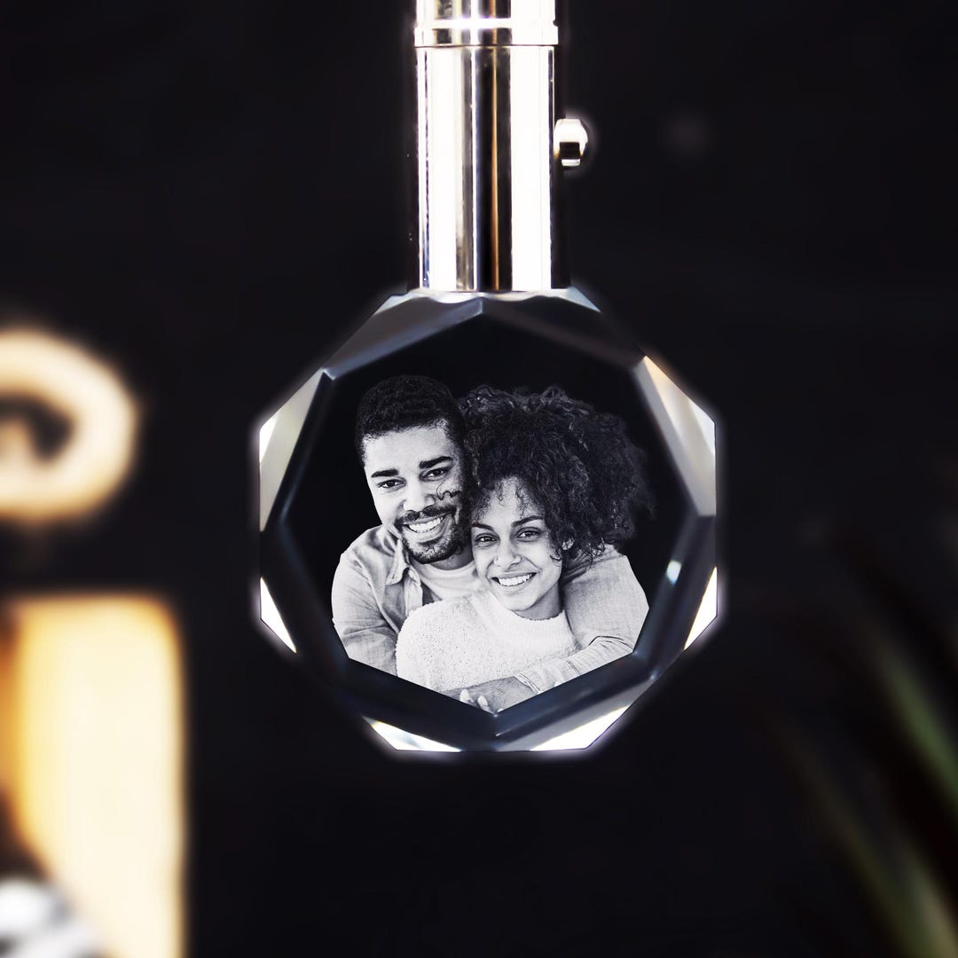 Laser Etched Photo Crystal Keychain, Personalized LED Gift - Etsy