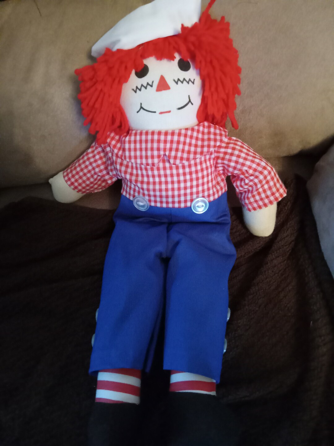 20 Inch Raggedy Andy Dressed in a Red Check Shirt and Blue Pants. - Etsy