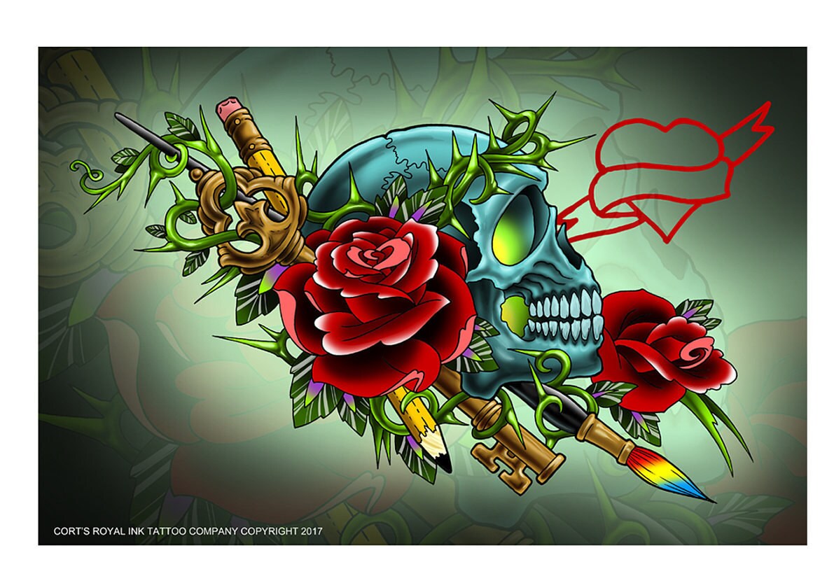 Japanese Style Tattoo Flash, 7 Rock N Roll Tattoo Prints" 11x17 New for ...