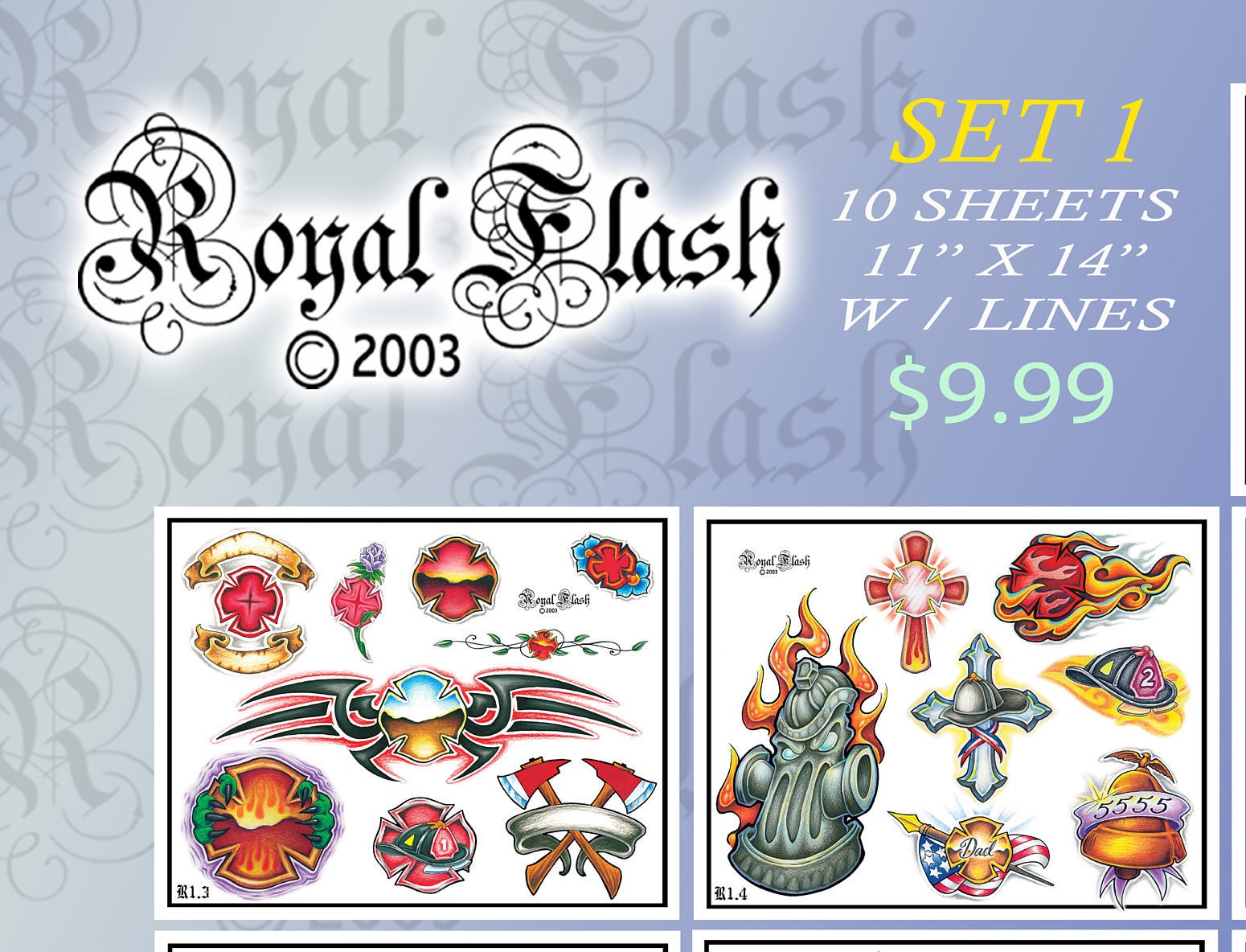 TATTOO FLASH SET 1 10 Pages of Laser Printed Tattoo Flash W/outlines - Etsy