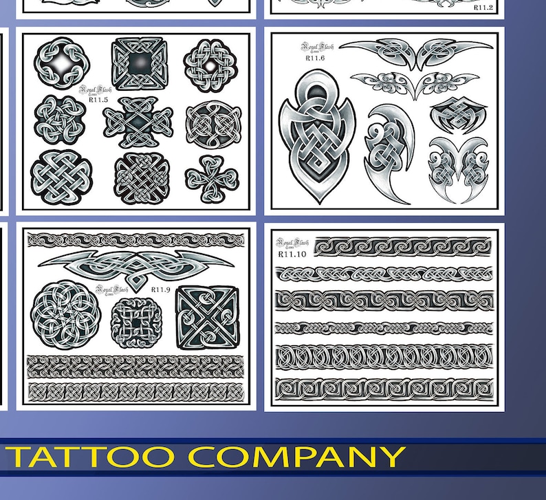 Black and Gray Tattoo Flash SET 11 10 Pages of Laser Printed Celtic ...