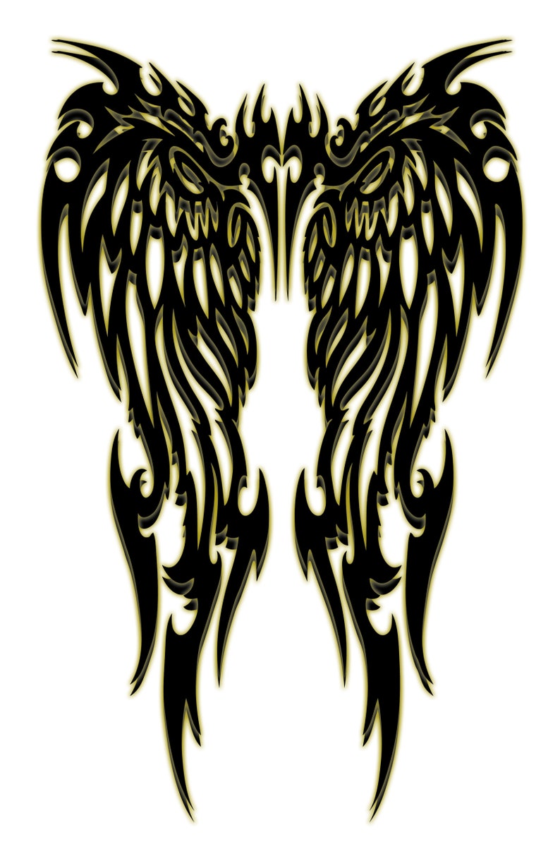 Tribal Angel Wings Temporary Tattoos - Etsy