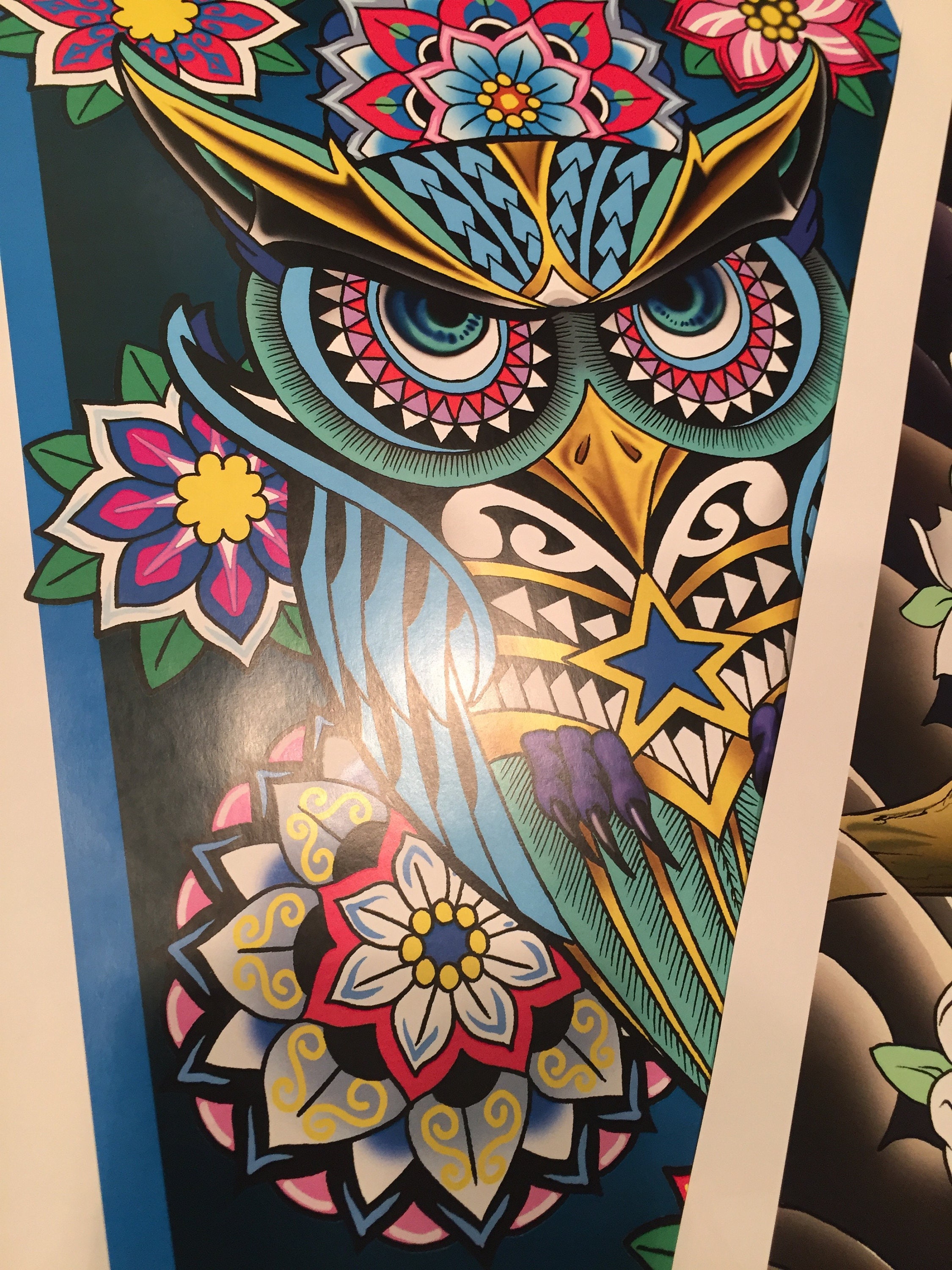 Japanese Style Owl Tattoo Flash 11" X 17" Laser Printed Tattoo Art, 6 ...