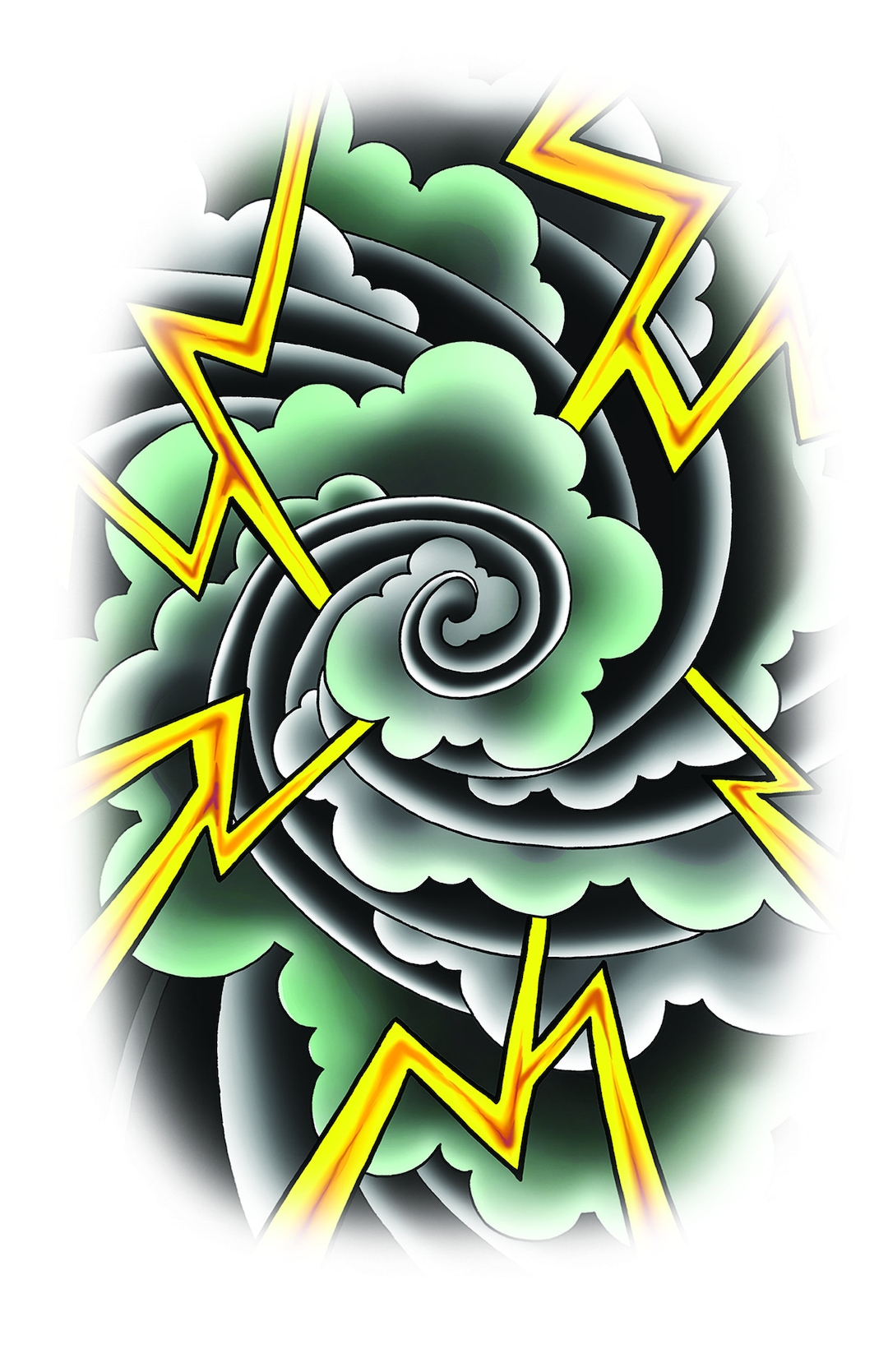 Japanese Wind Bars and Lightning Temporary Tattoos - Etsy