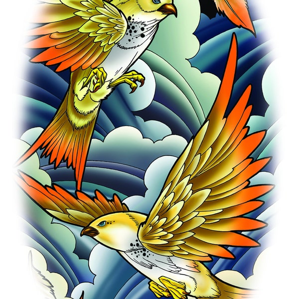 Bird in Flight Tattoo - Etsy