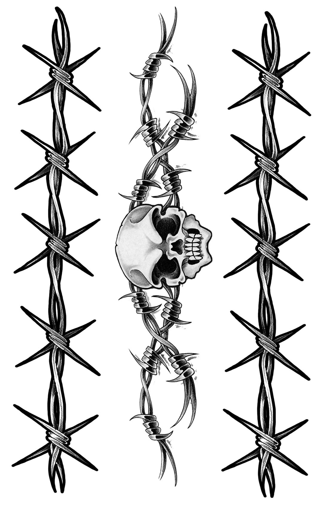 Barb Wire and Skull Temporary Tattoos - Etsy