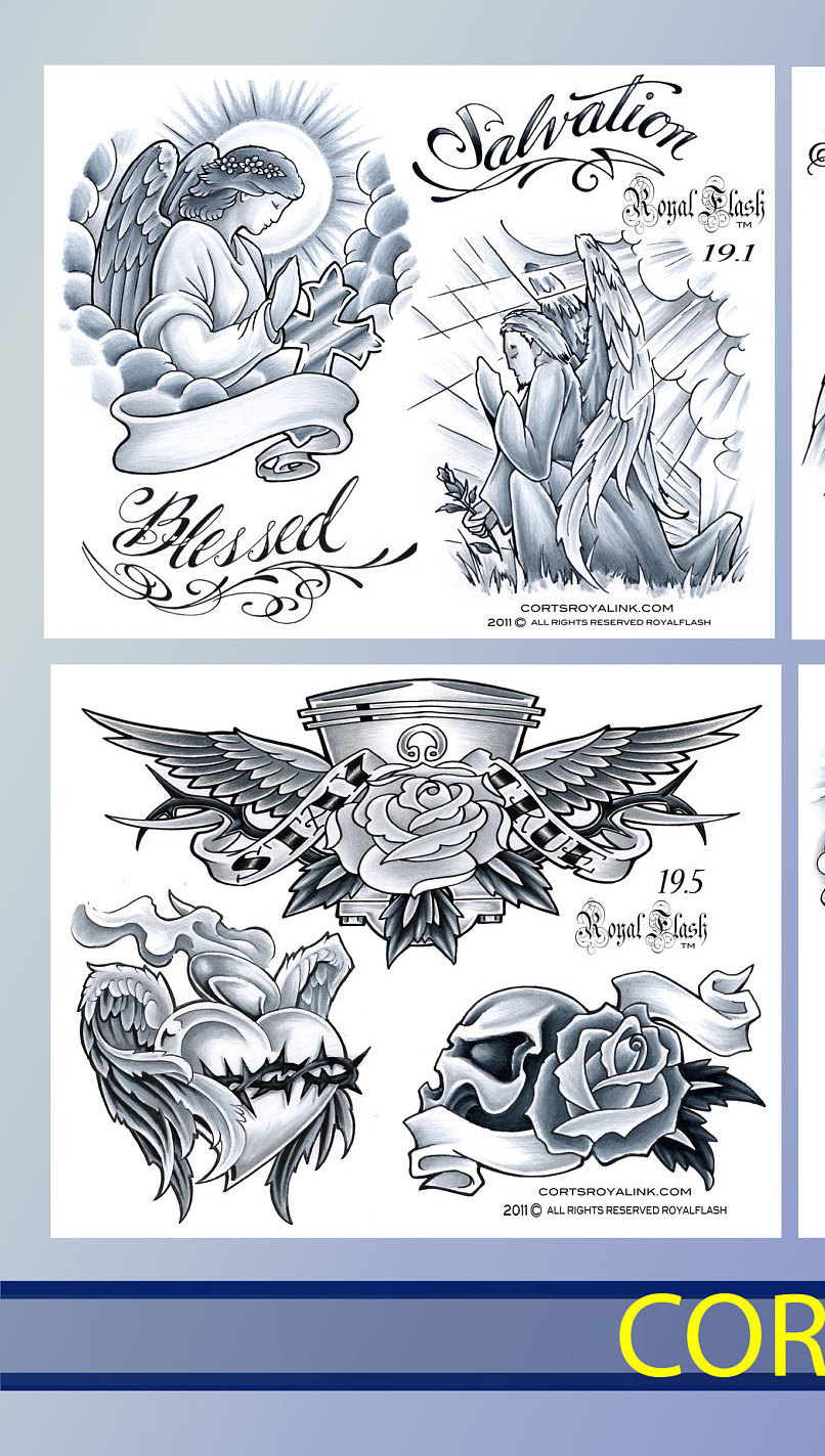 Tattoo Flash SET 19 8 Pages Religious Flash,crosse,in Memory,banners W ...