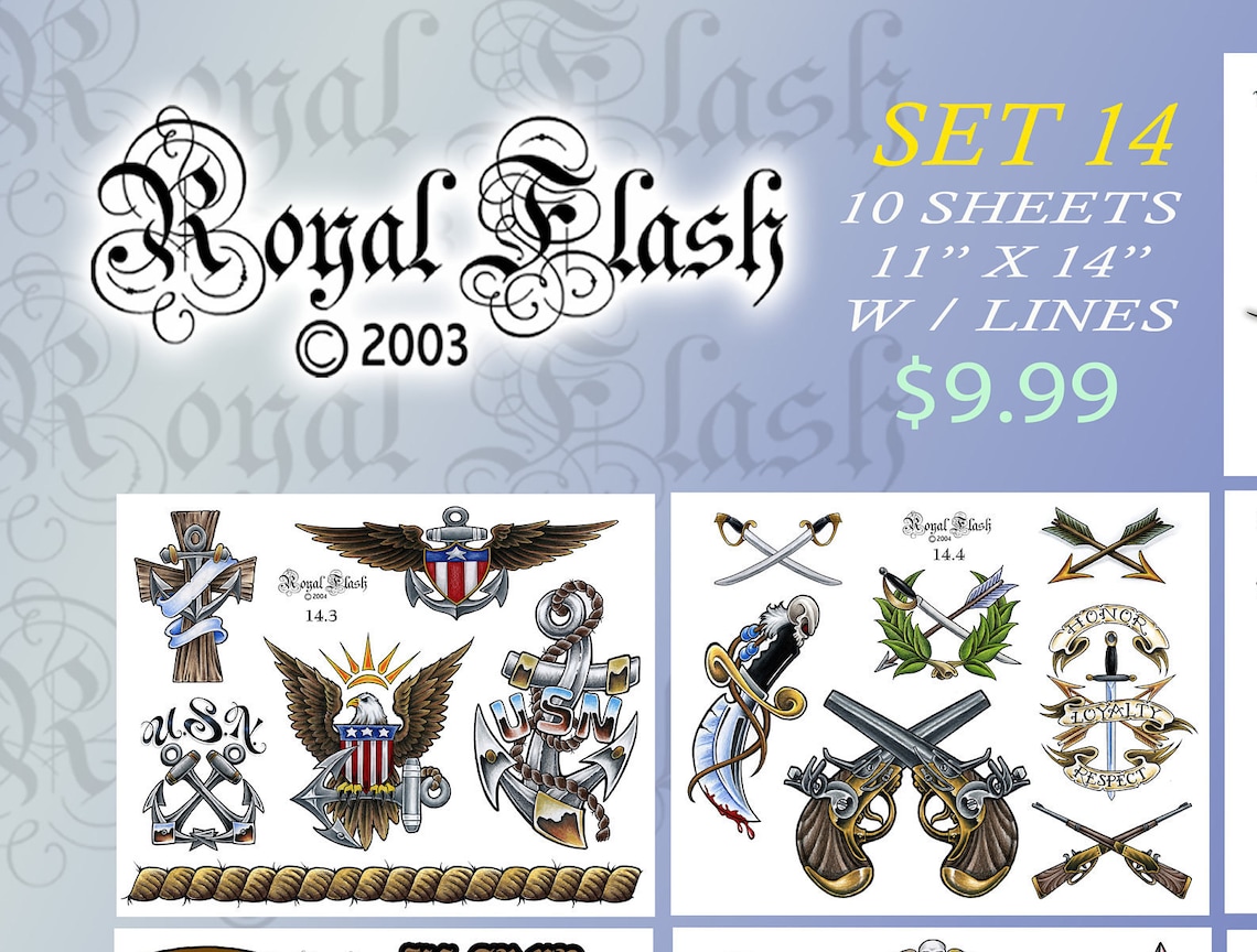 Tattoo Flash SET 14 10 Pages of Military Flash Great Money Makers W ...