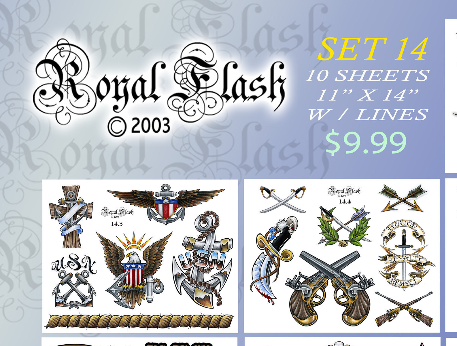Tattoo Flash SET 14 10 Pages of Military Flash Great Money Makers W ...