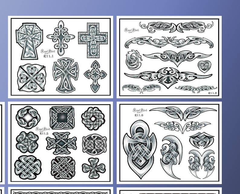 Black and Gray Tattoo Flash SET 11 10 Pages of Laser Printed Celtic ...