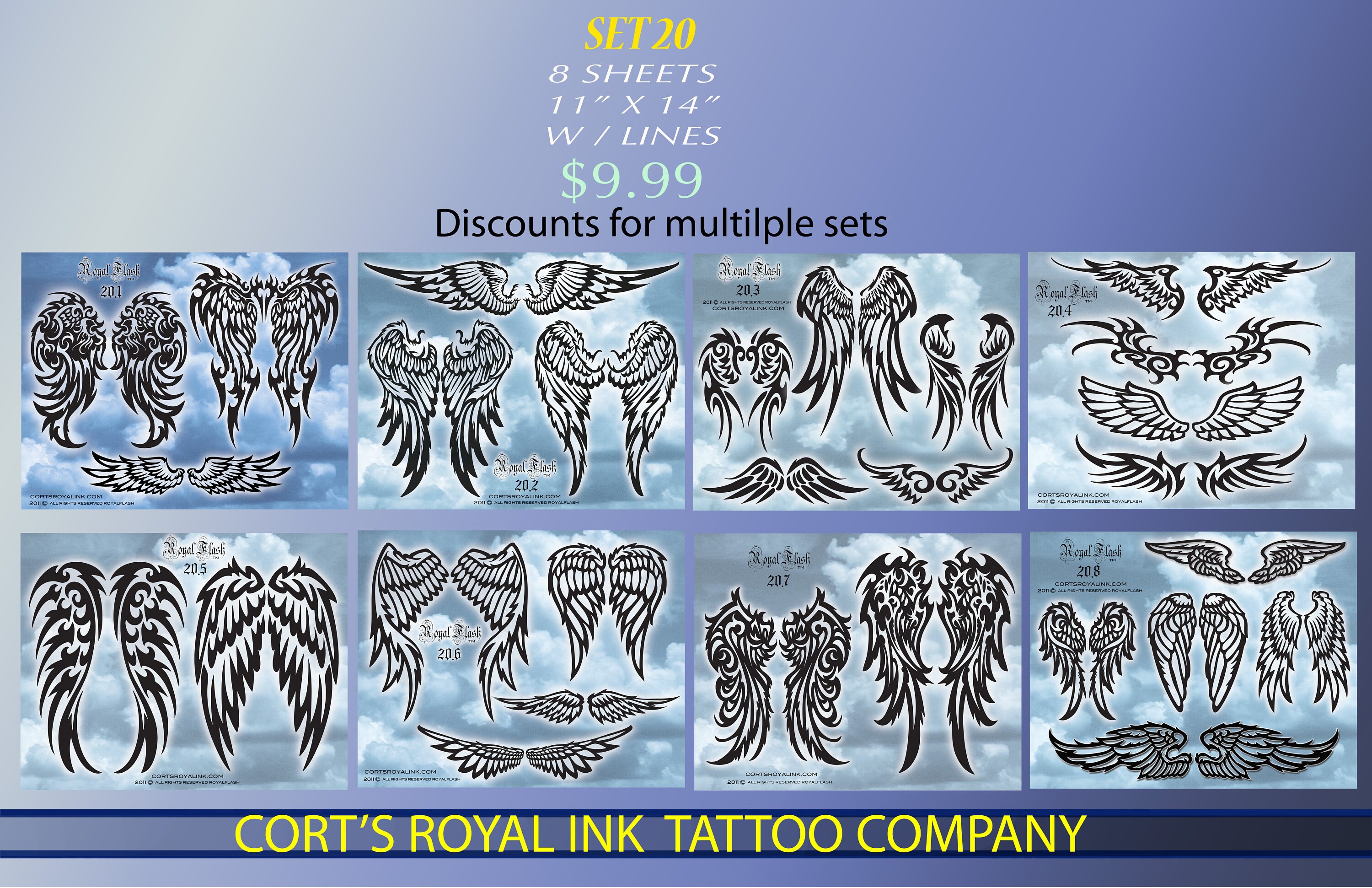 Tattoo Flash SET 20 8 Pages Laser Printed Wings Tattoo Flash Wings W ...