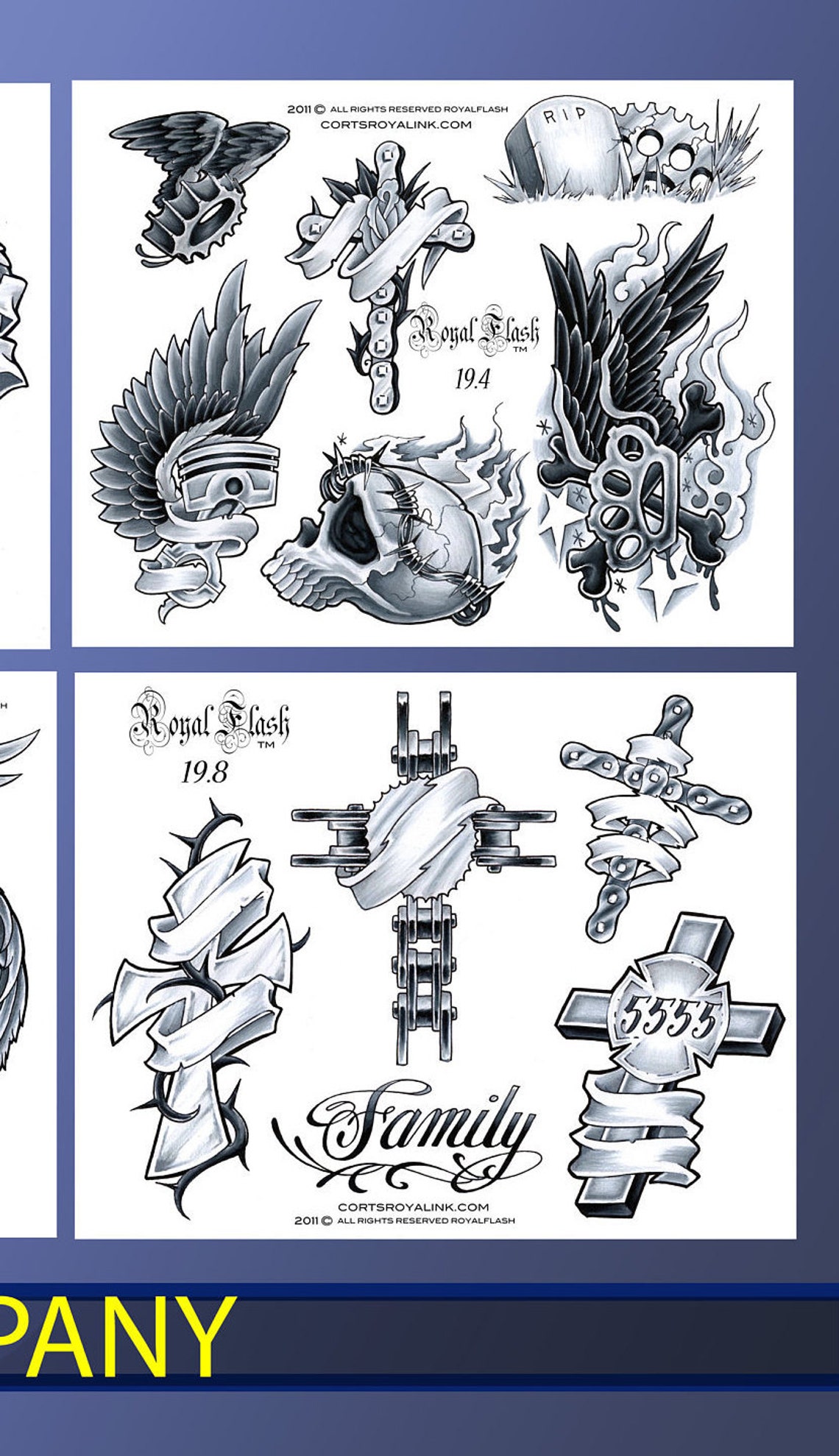 Tattoo Flash SET 19 8 Pages Religious Flash,crosse,in Memory,banners W ...
