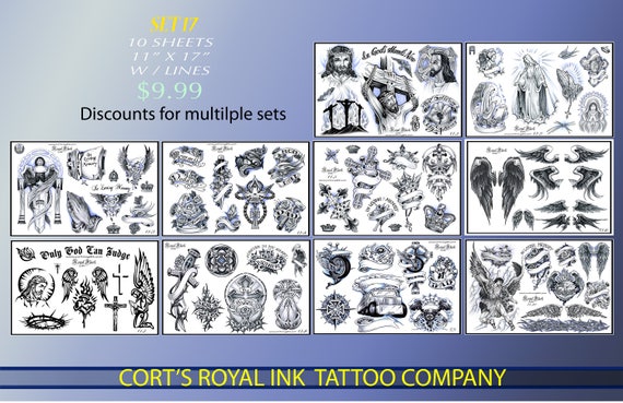 Tattoo Flash SET 17 10 Pages of Laser Printed Religious | Etsy