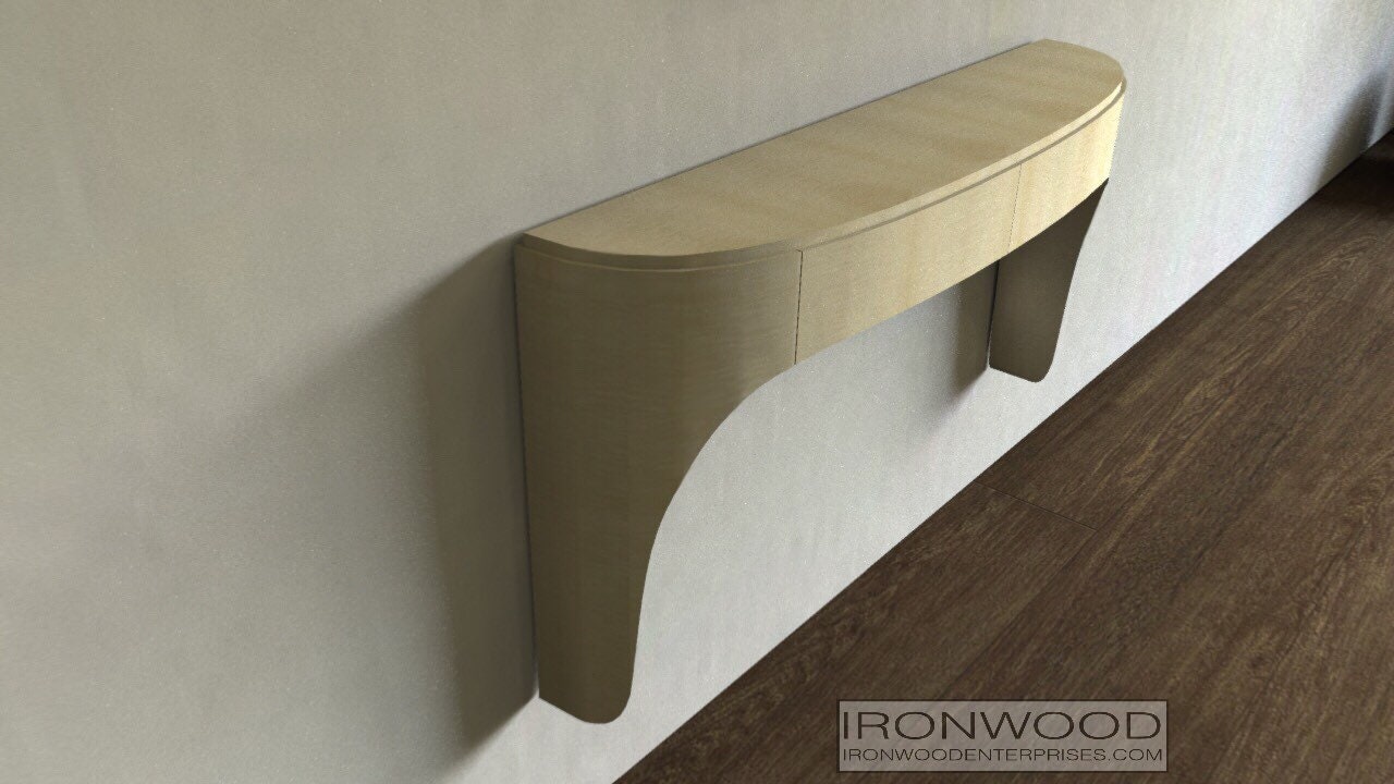 Sculptural Hardwood Entry Hall Table Modern Handmade Wall Mounted ...