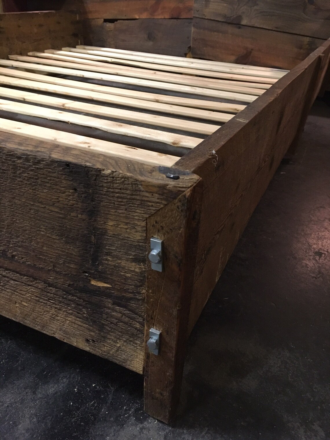 Rustic Modern Platform Bed With Rawhide Lamps and Nightstands - Etsy