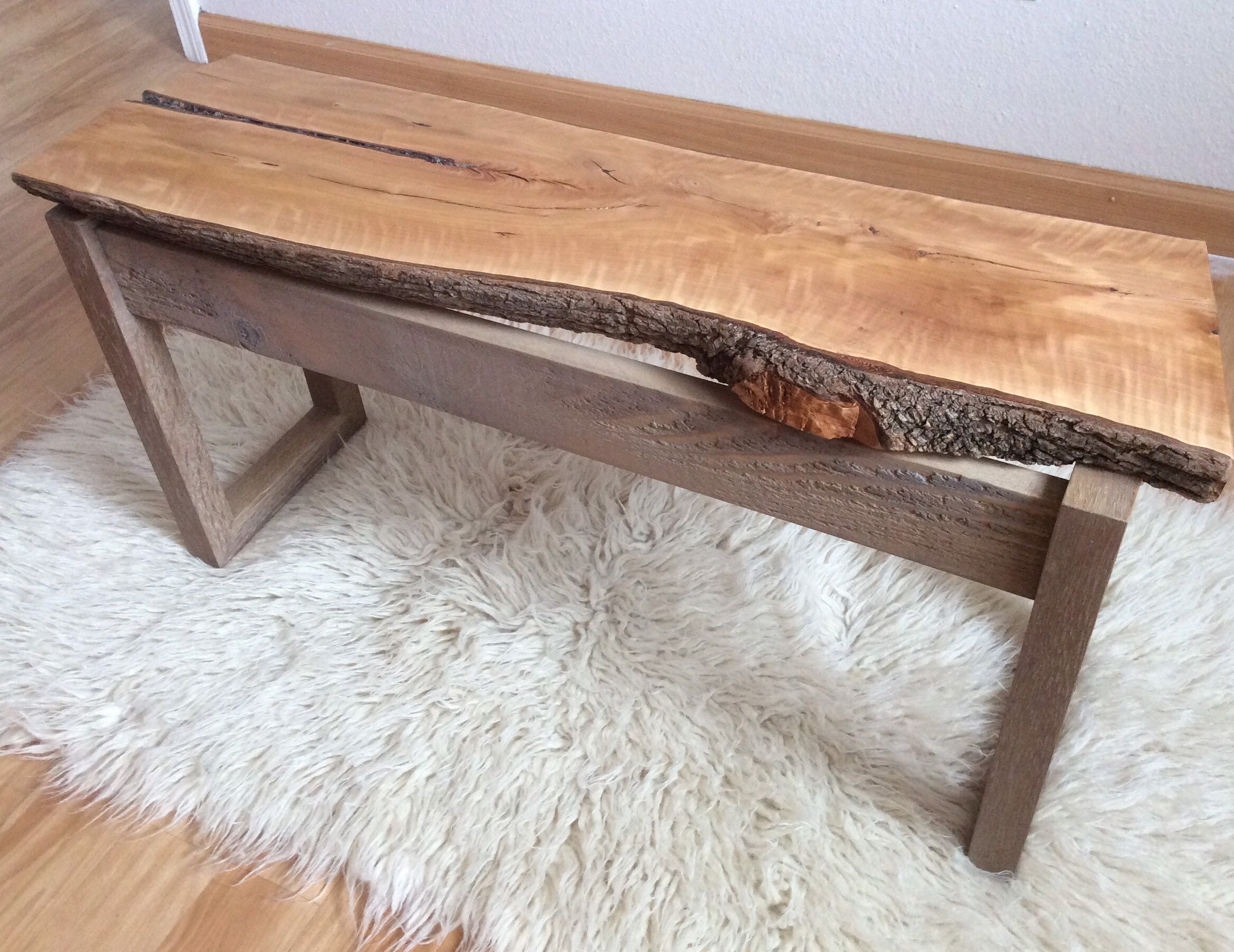 Handmade Live Edge Bark on Osage-orange Benches Pair - Etsy